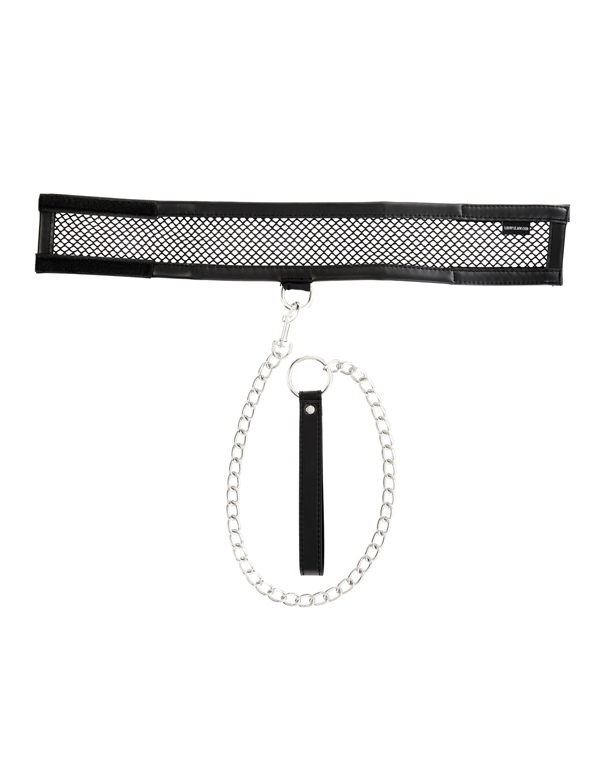 Fishnet Collar And Chain Leash - PB5303-03087 | Lover's Lane