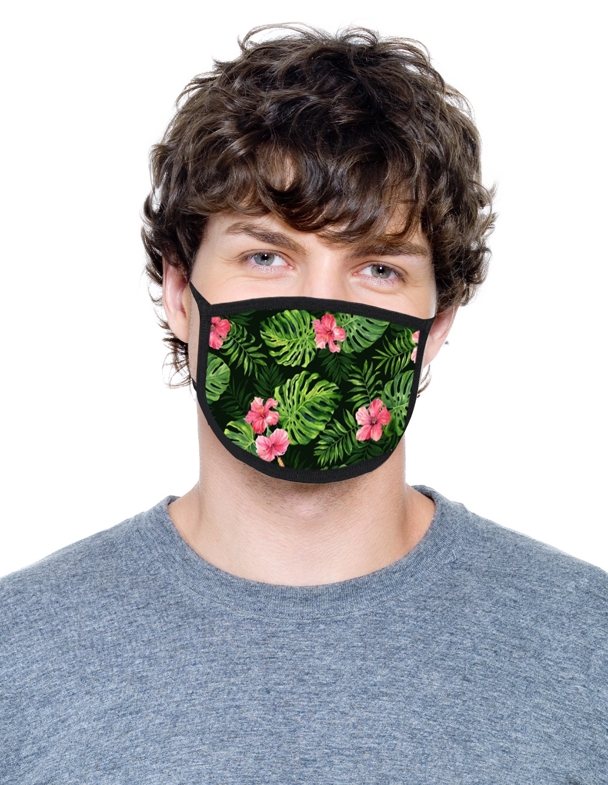 Tropical Hibiscus Fabric Face Mask - MSK-274-04150 | Lover's Lane